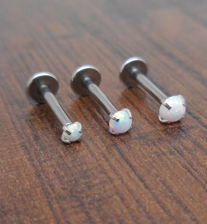 18G 2-4mm Tragus Clear CZ Stone Threadless 6mm-8mm White Opal | Etsy