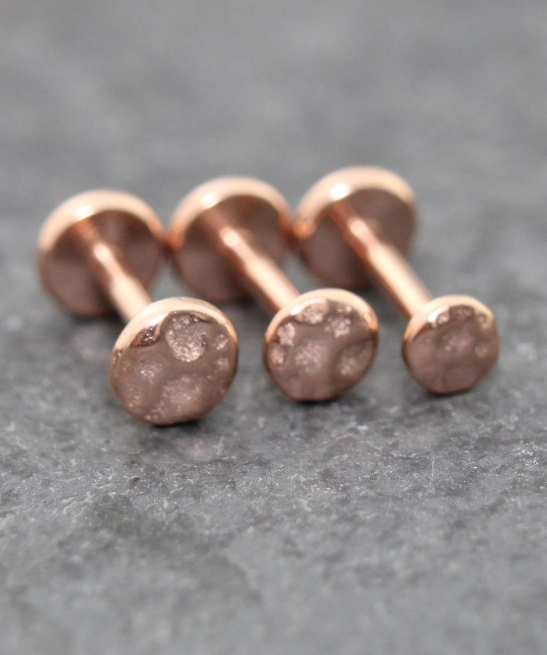 Hammered Circle Stud Flat Back Earring - Surgical Steel Labret Stud ...