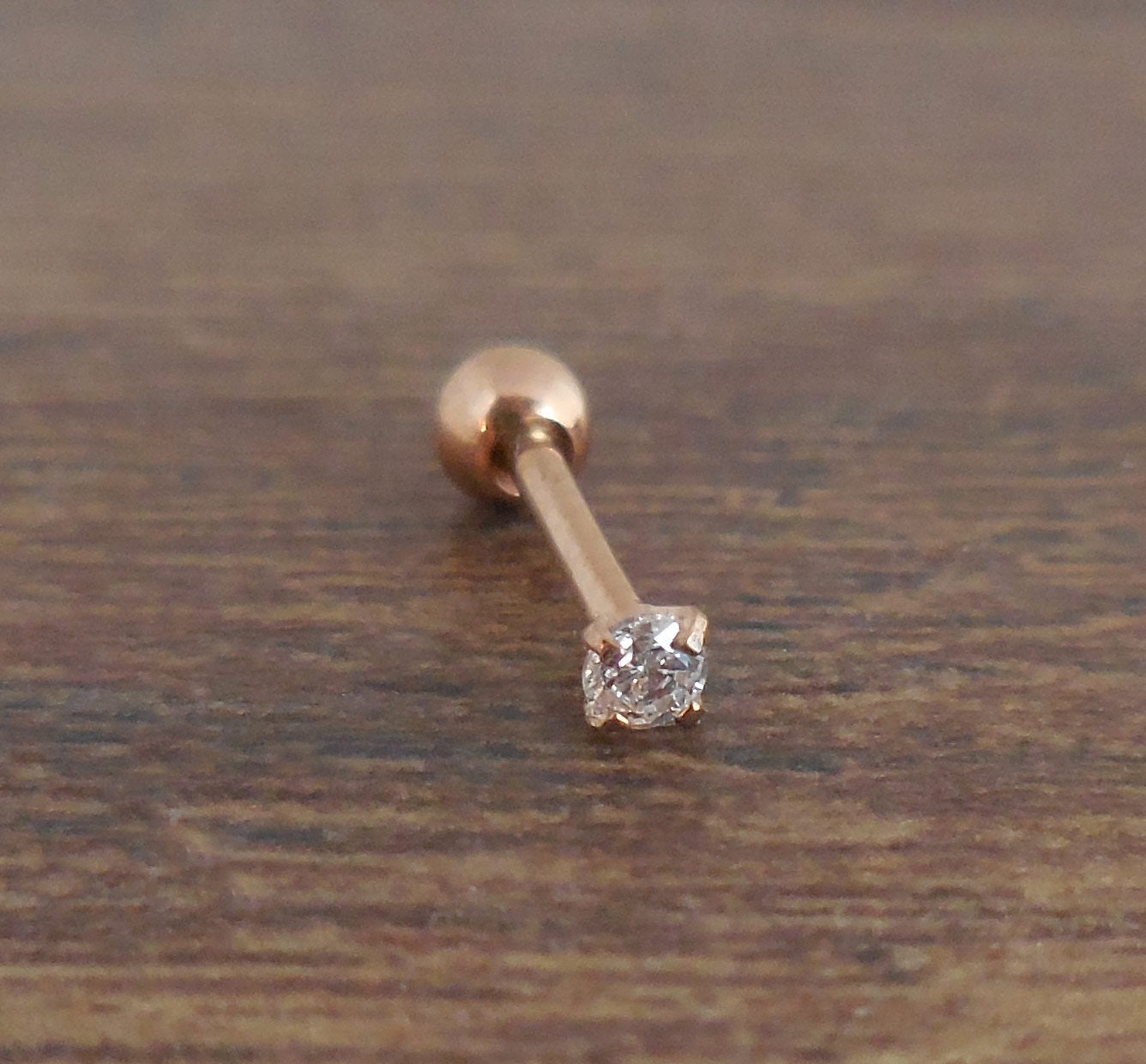 18G Rose Gold Tone Triple Helix Ball Back Tragus Cartilage | Etsy