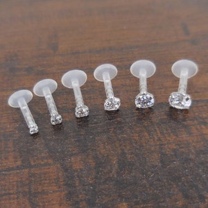 16G Flatback Earrings Stud 6, 8, 10mm 1.5-4mm Clear CZ Triple Helix ...