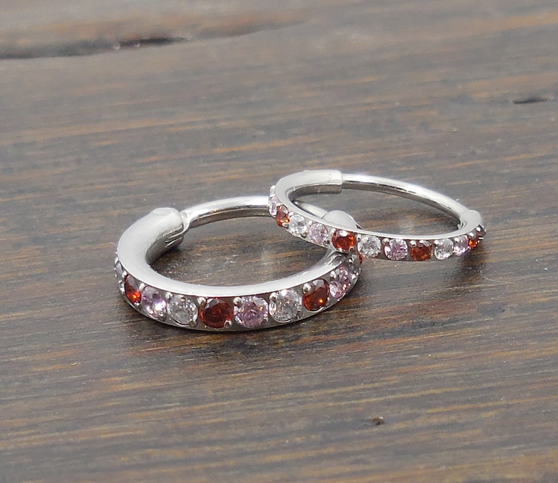 Valentine CZ Surgical Steel Hinged Nose Ring, Helix Hoop (18G/20G) - Etsy