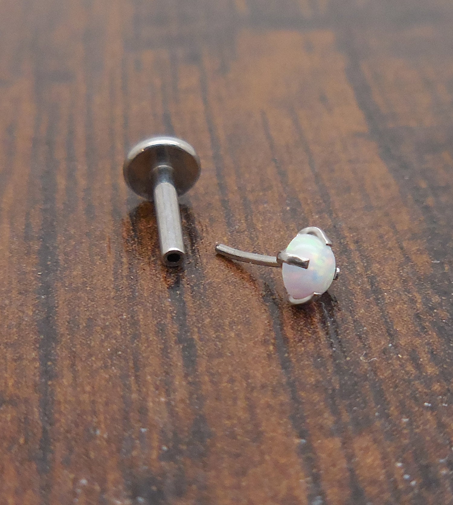 16g 2-4mm Tragus 6mm-8mm Threadless White Opal Push Pin Labret | Etsy