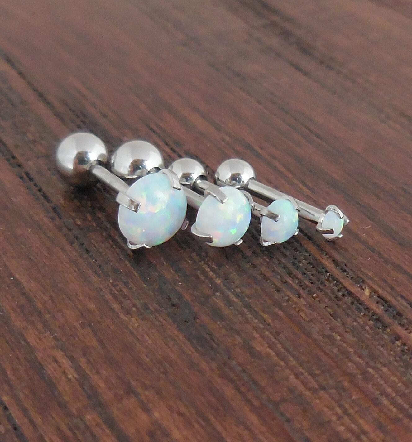 New White Fire & Ice Opal 18G 1/4 2-5mm Ball Back Triple | Etsy