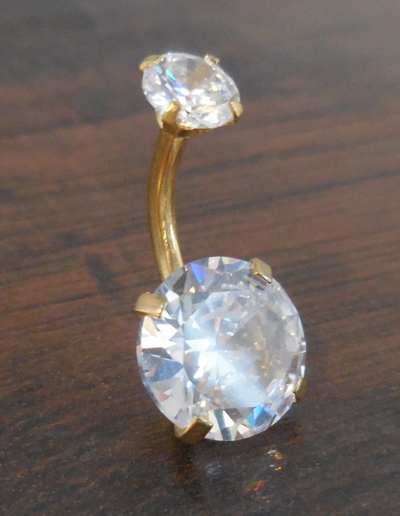 Internally Threaded Double Prong Set Large 10mm Clear CZ | Etsy