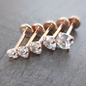 20g Triple Forward Helix Tragus Threadless Push Pin 6mm-8mm Nose Stud ...