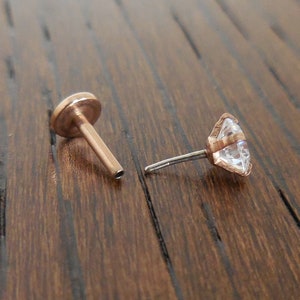 Tragus Threadless Push Pin 6mm-8mm Nose Ring 18g Prong Set Clear CZ 2 ...