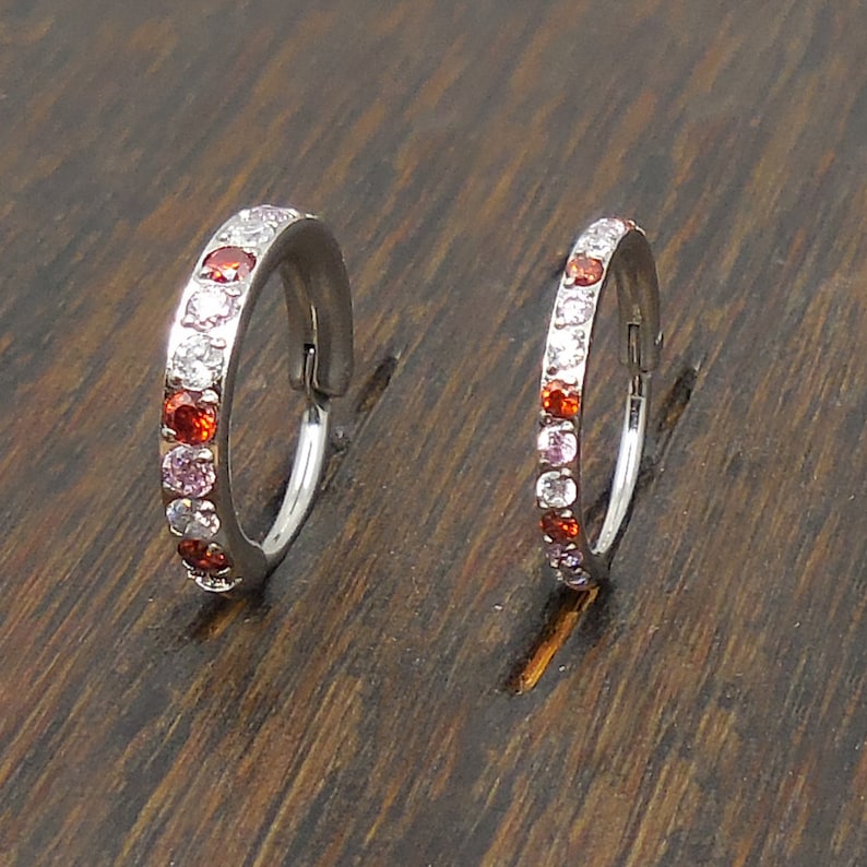 Valentine CZ Surgical Steel Hinged Nose Ring, Helix Hoop (18G/20G) - Etsy