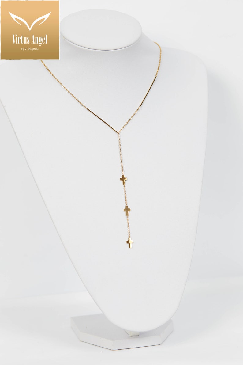 Long Necklace Stainless Steel Clover Cross - Etsy