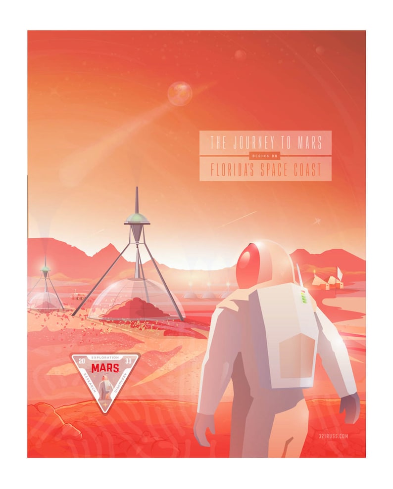Mars Space Themed Wall Print - Etsy