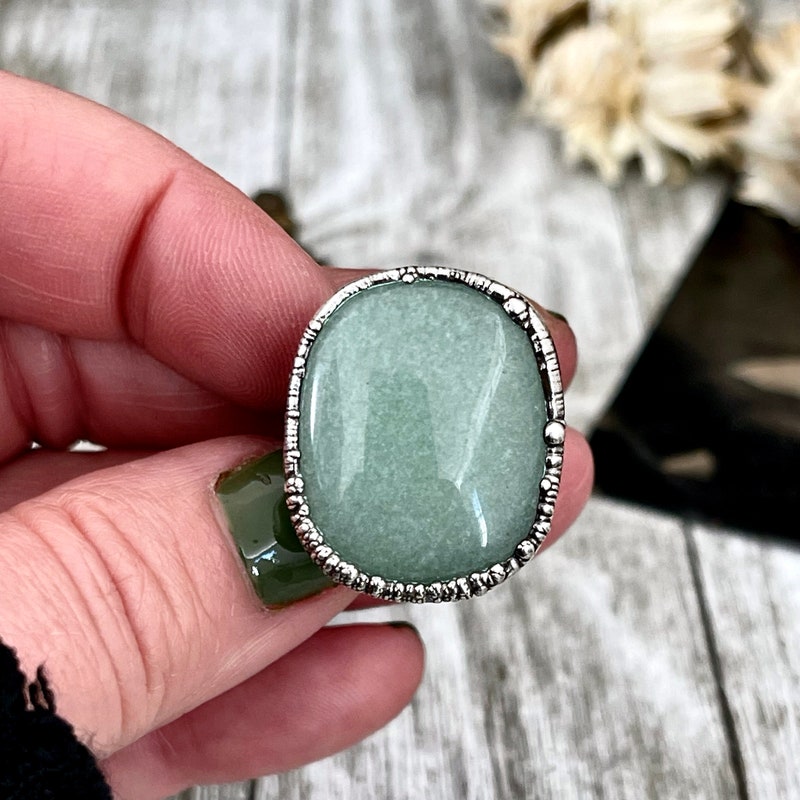 Green Stone Ring - Etsy