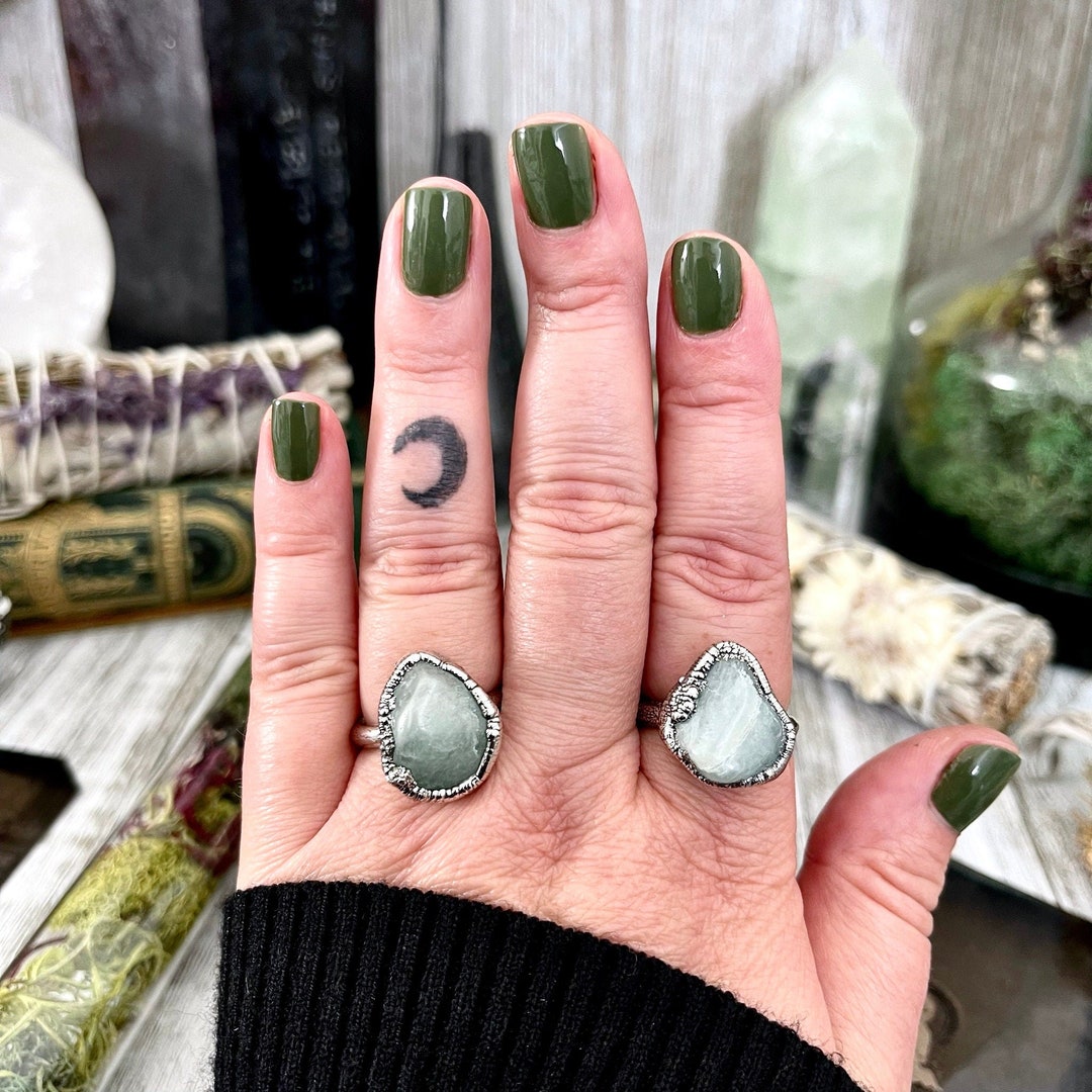 Blue Aquamarine Small Stone Ring in Fine Silver Size 7 8 / Foxlark ...