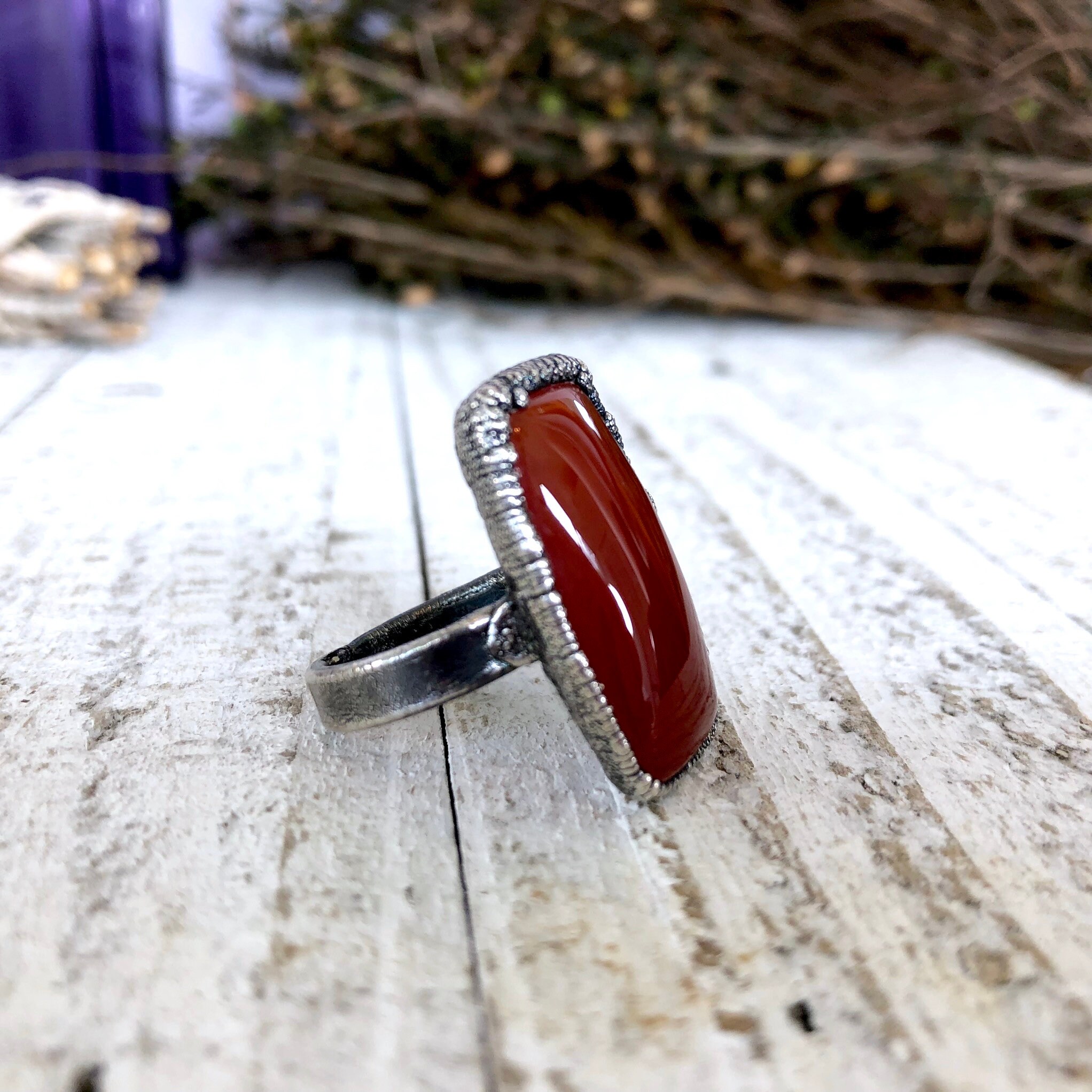 Size 6 5 Silver Red Carnelian Ring Big Crystal Ring Silver Ring size-6-5-silver-red-carnelian-ring-big-crystal-ring-silver-ring