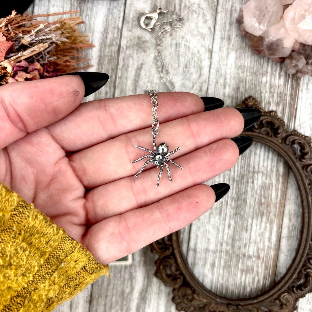 Tiny Talisman Collection - Sterling Silver Spider Necklace Pendant - Etsy