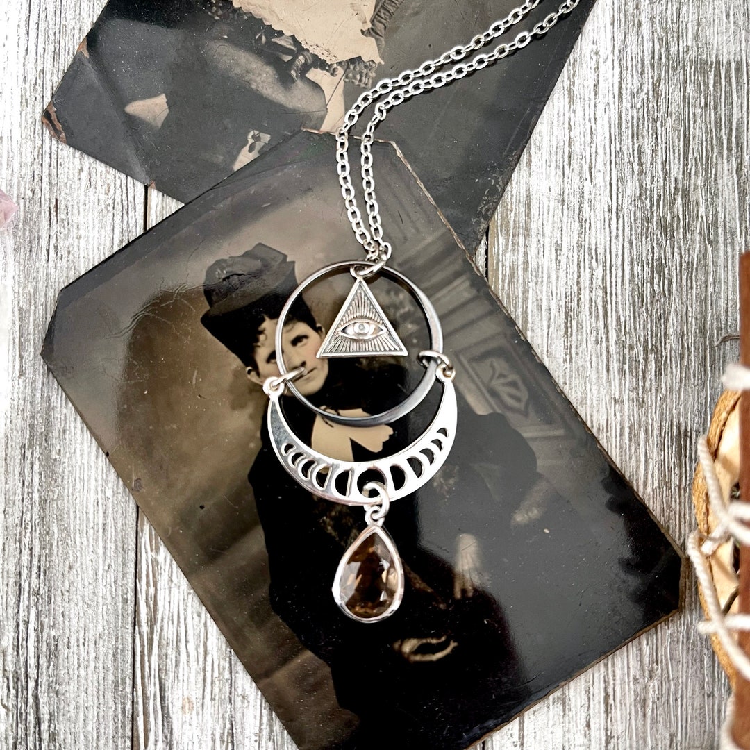 Eye and Moon Phases Talisman Necklace / Talisman Collection-sterling ...