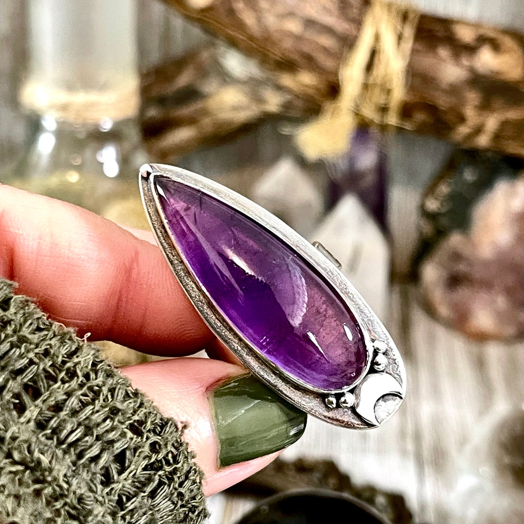 Magic Moons Amethyst Ring in Solid Sterling Silver Designed - Etsy