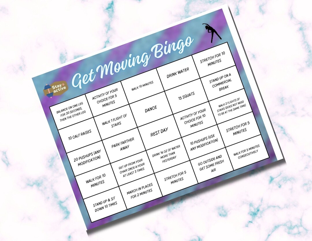 Get Moving Bingo Printable - Etsy