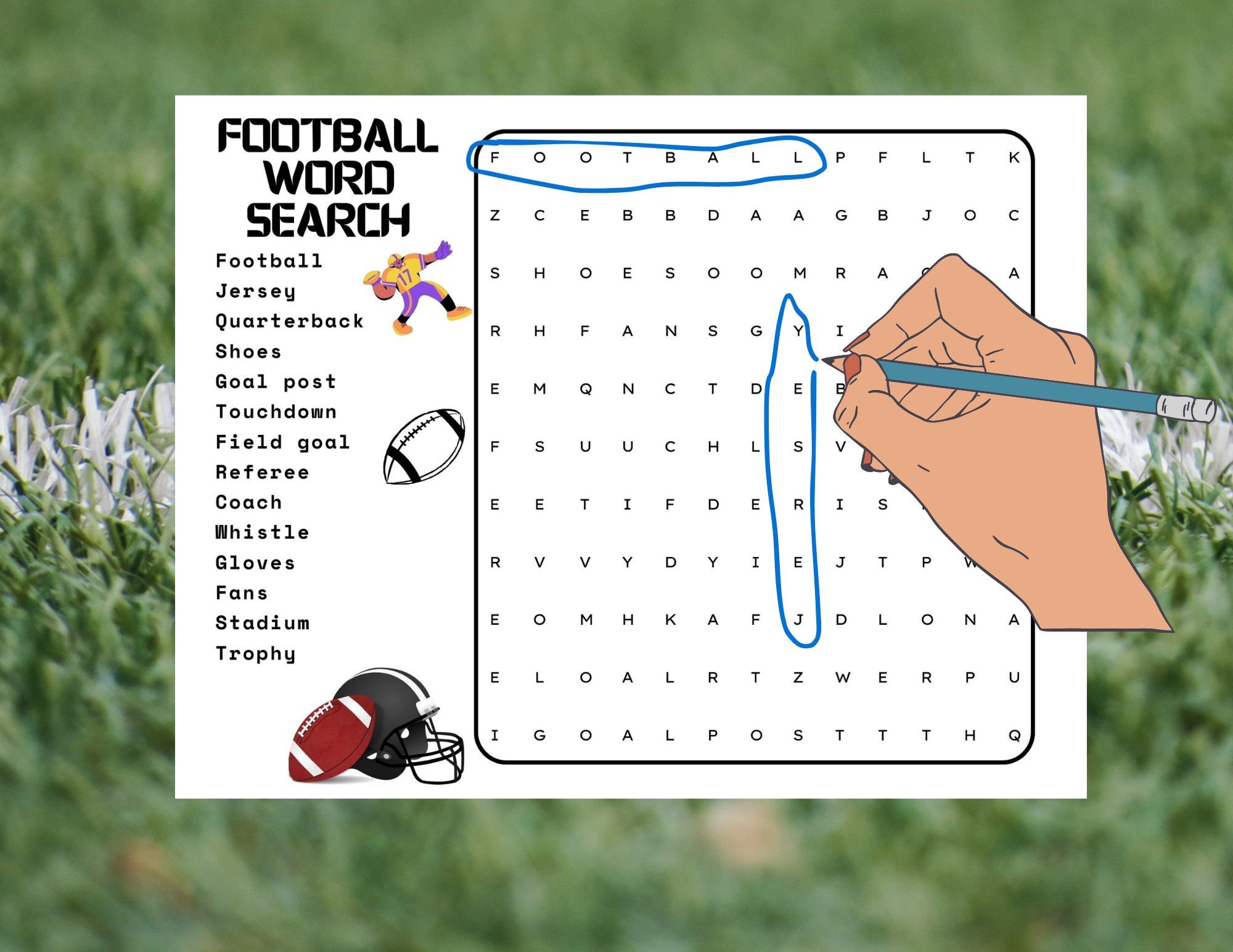 Football Word Search Printable - Etsy