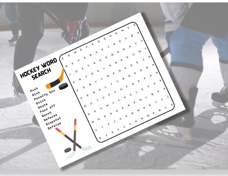 Hockey Word Search Printable - Etsy