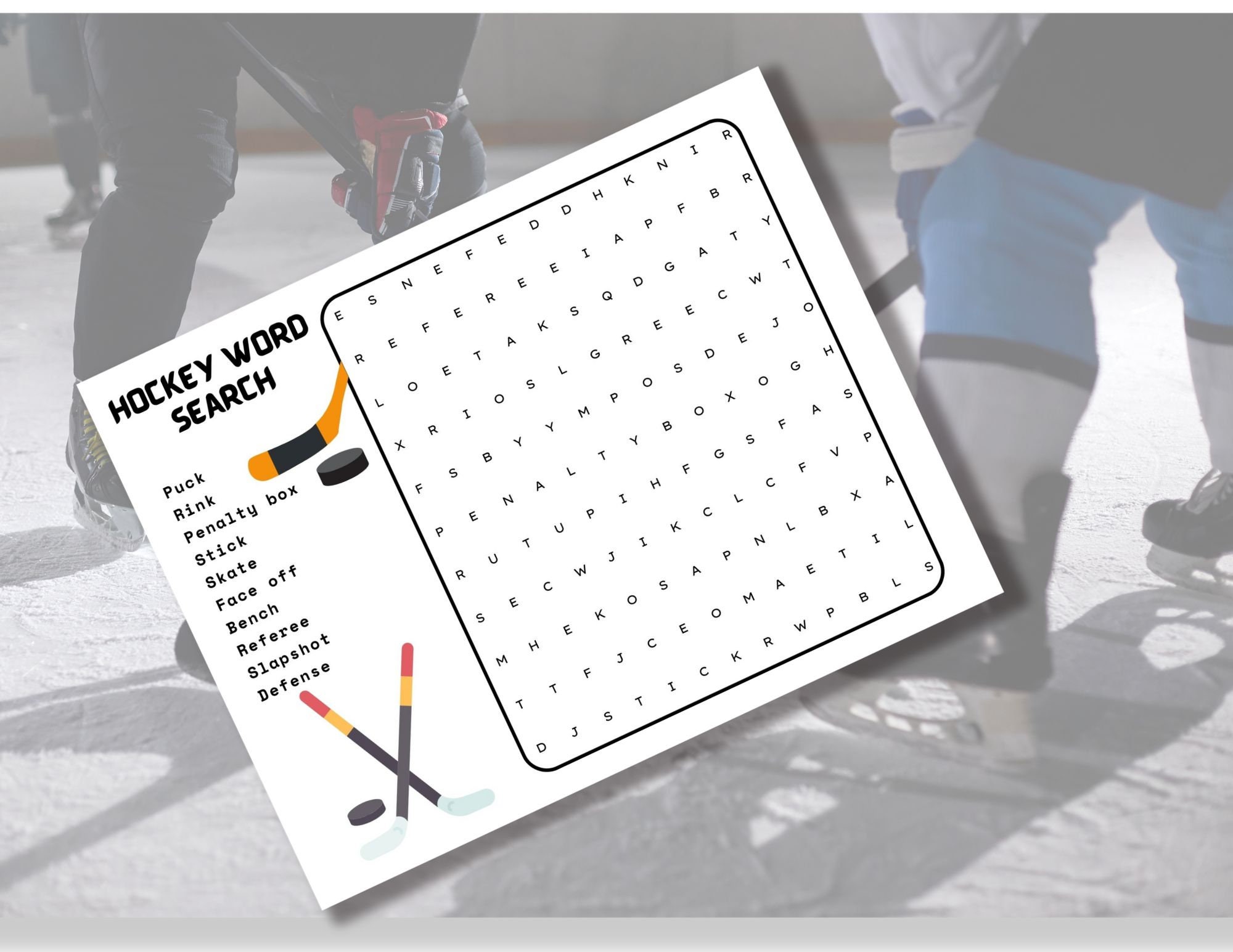 Hockey Word Search Printable - Etsy