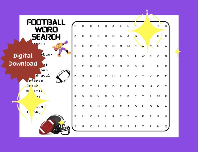 Football Word Search Printable - Etsy