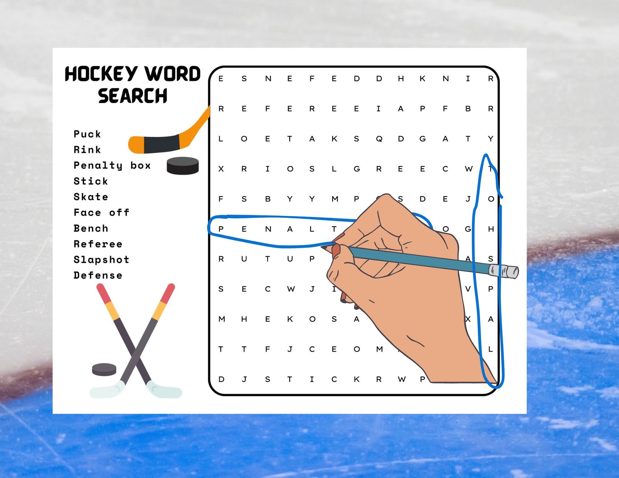 Hockey Word Search Printable - Etsy