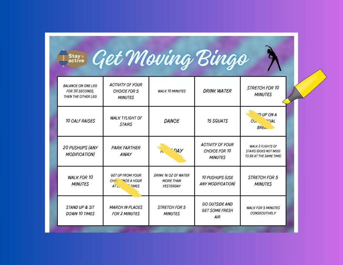 Get Moving Bingo Printable - Etsy