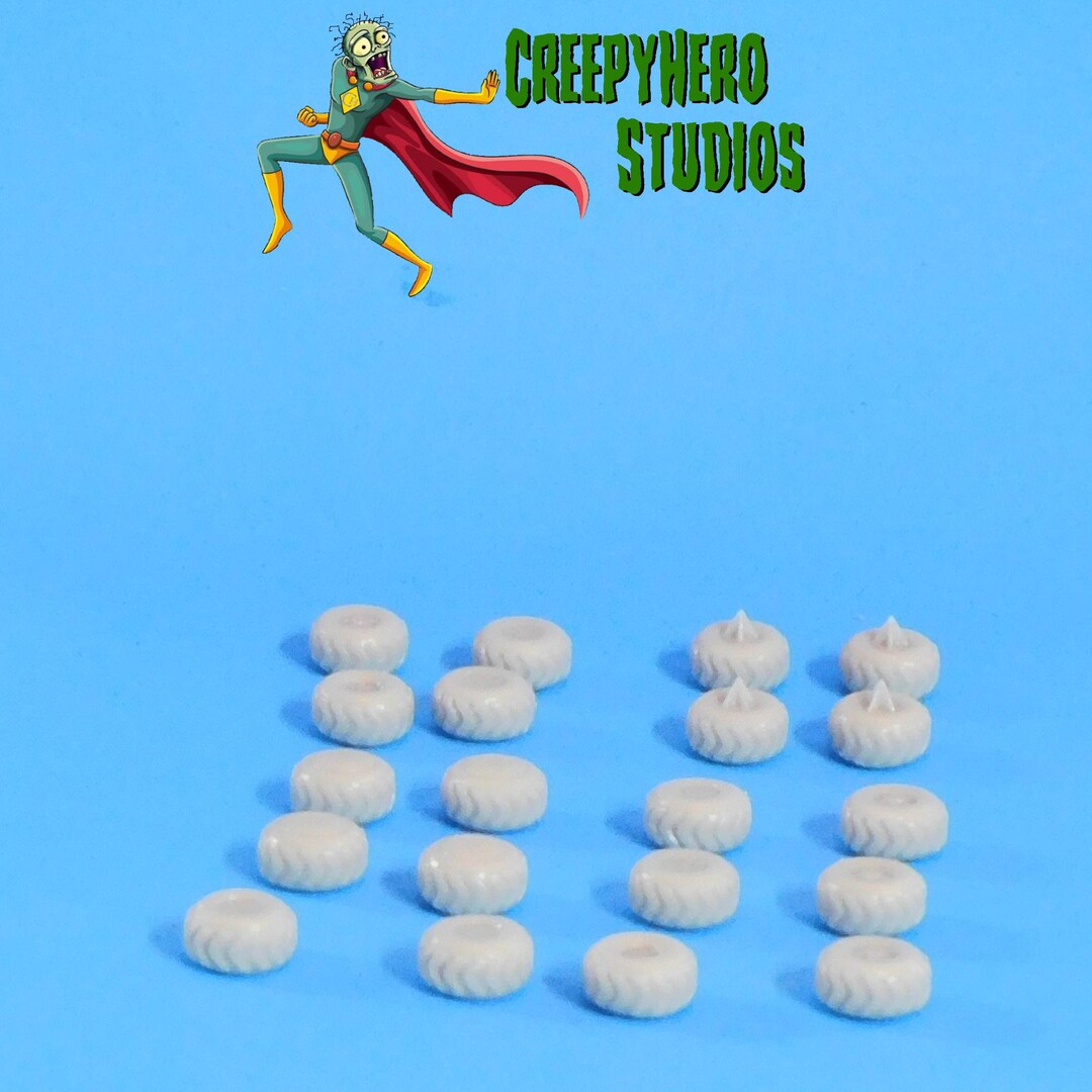 Micro Gaslands 10mm Scale 3D Resin Printed Chunky Tire Set for Post ...