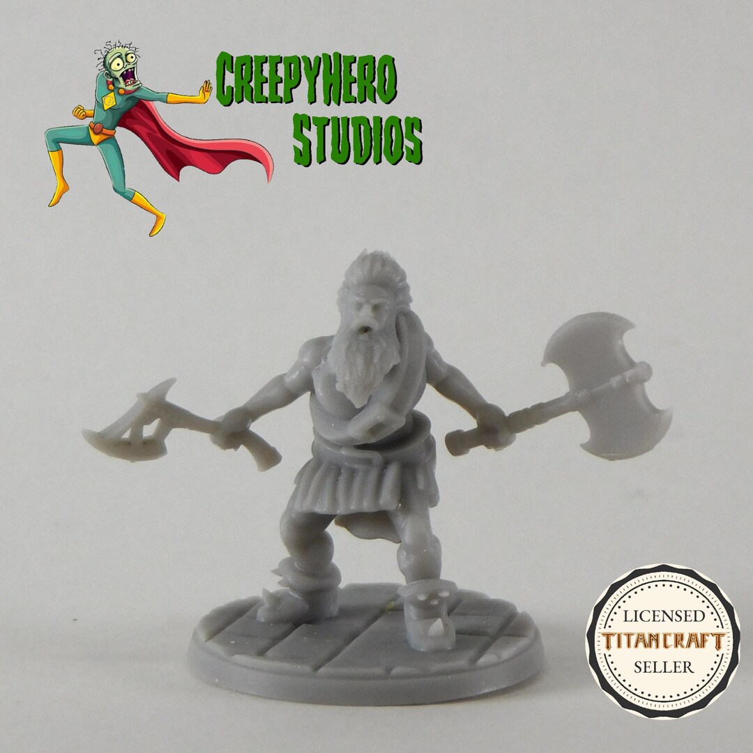 3D Resin Printed 28mm Scale Dwarven Barbarian Miniature - Etsy