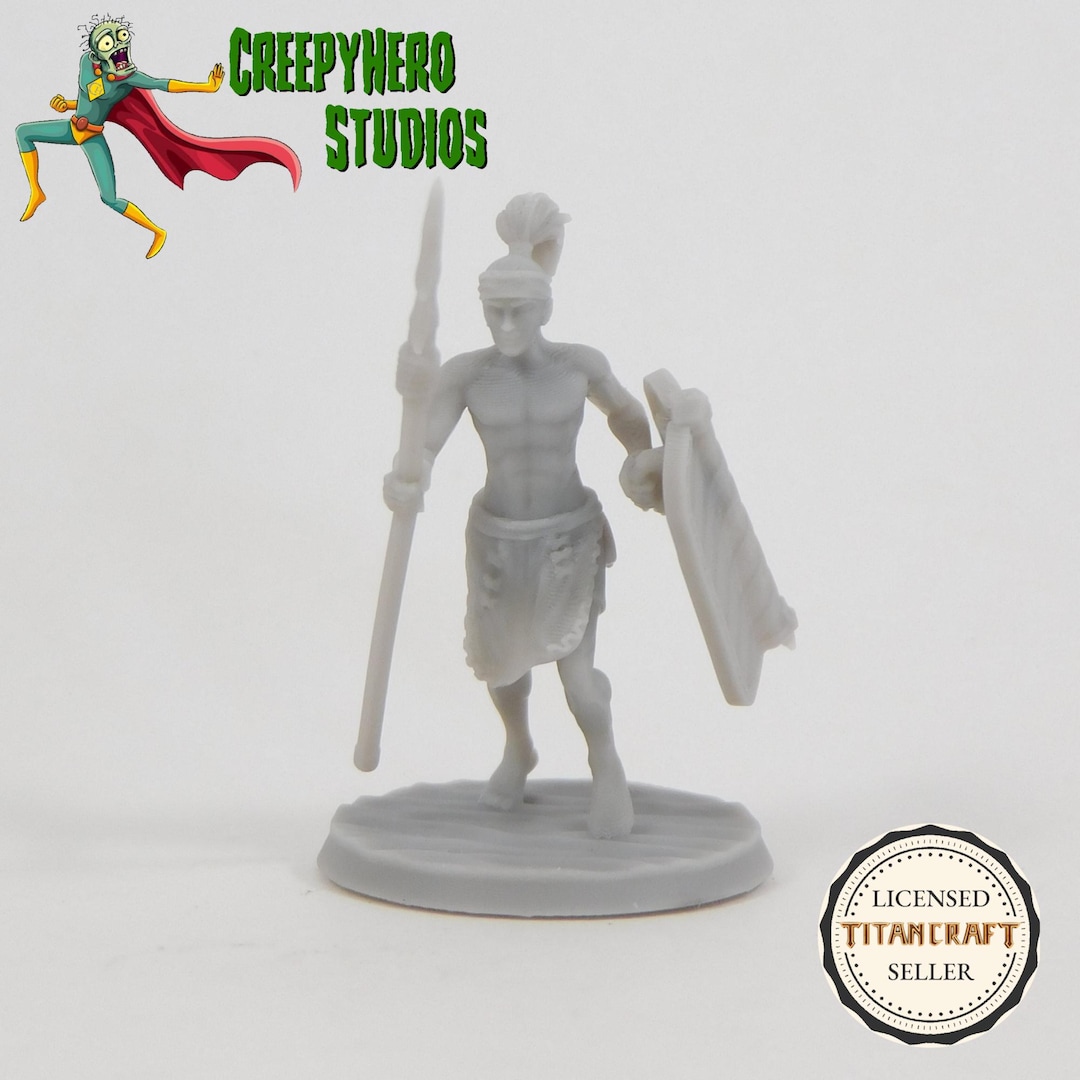 3D Resin Printed 28mm Scale Pulp Era Tribal Warrior Running Miniature ...