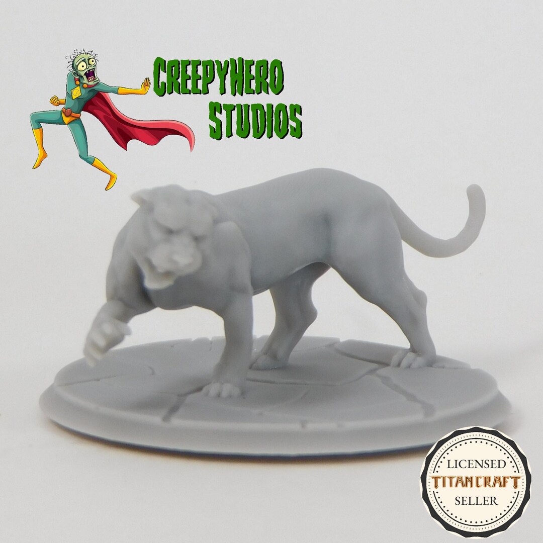 3D Resin Printed 28mm Scale Pulp Era Giant Panther Attacking Miniature ...