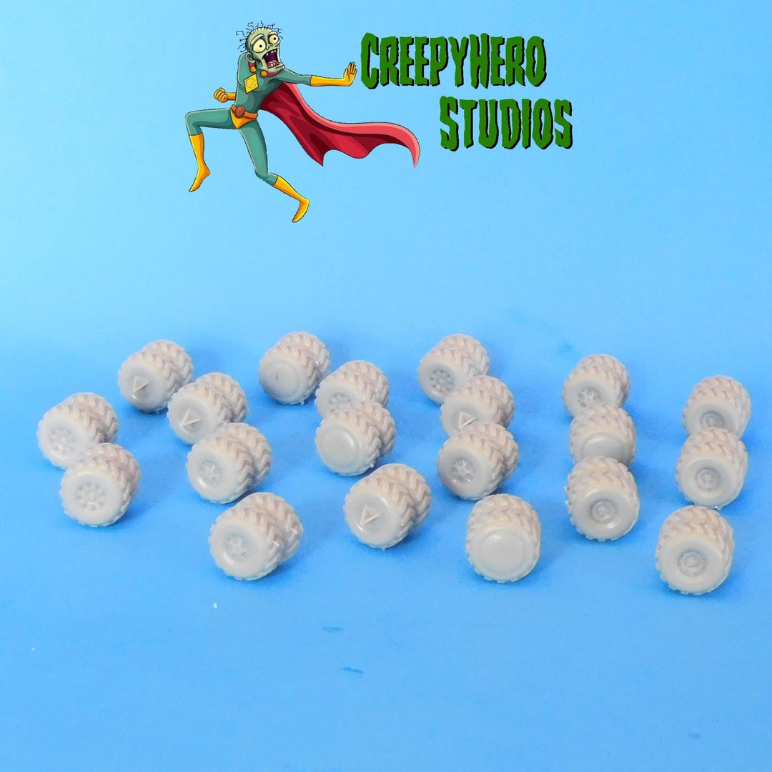 Gaslands 20mm 1:64 Scale 3D Resin Printed Dual Wheel Set for Post ...