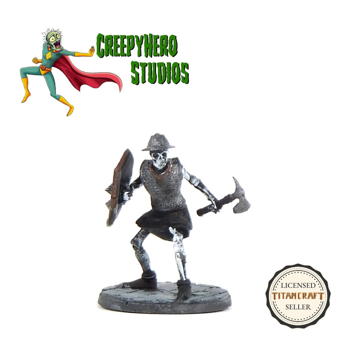 3D Resin Printed 28mm Scale Skeleton With Shield and Axe Miniature - Etsy