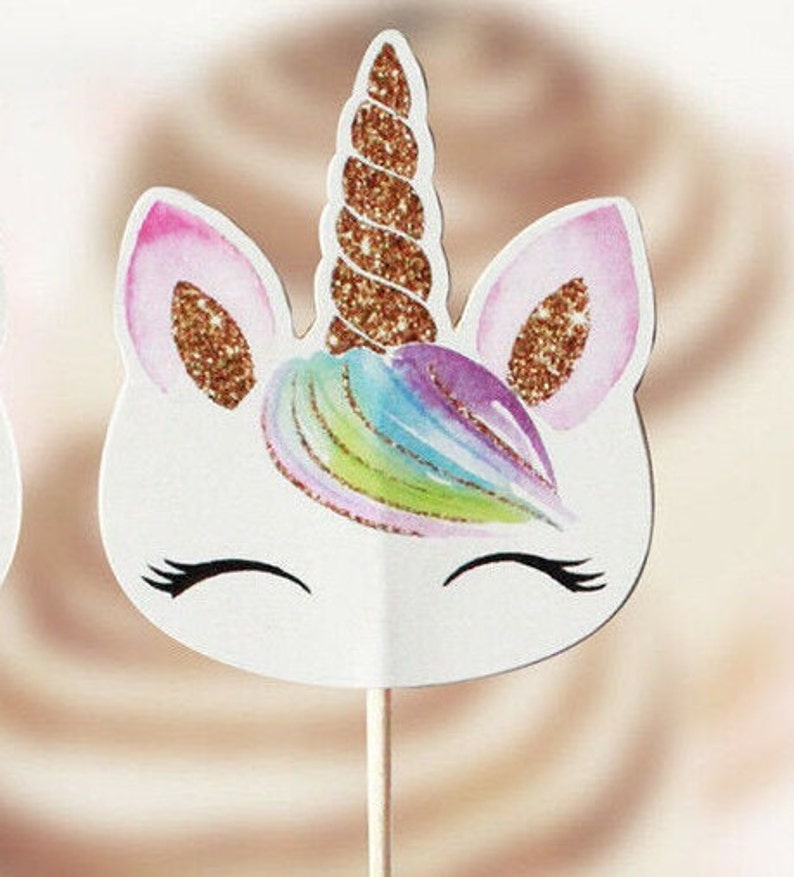 24 Unicorn Cupcake Picks, Decorating Supplies, Cupcake Decorations ...