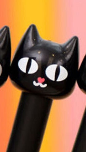 1 Black Cat Pen, Cat Pen, Cat Ballpoint Pen, School Supplies, Cat ...