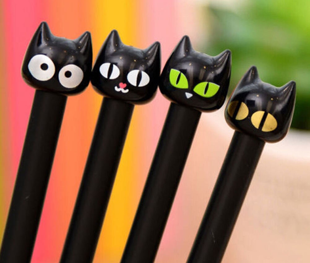 1 Black Cat Pen Cat Pen Cat Ballpoint Pen School Supplies | Etsy