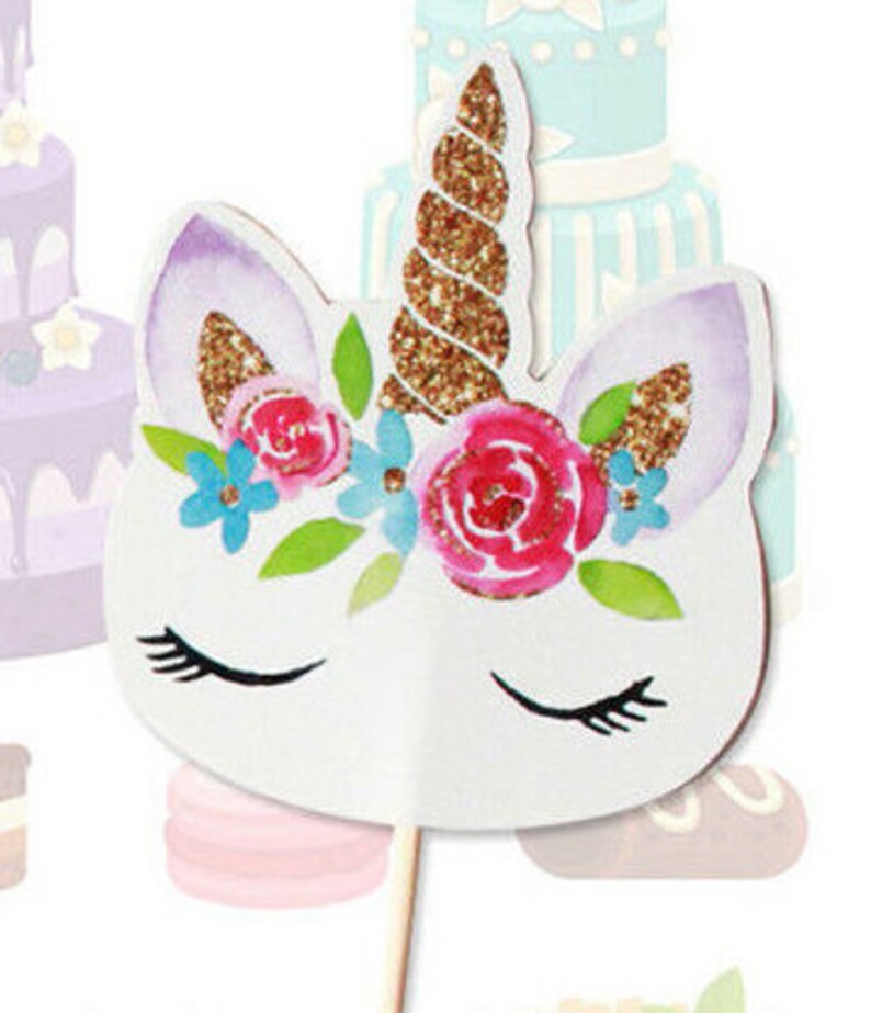 24 Unicorn Cupcake Picks, Decorating Supplies, Cupcake Decorations ...