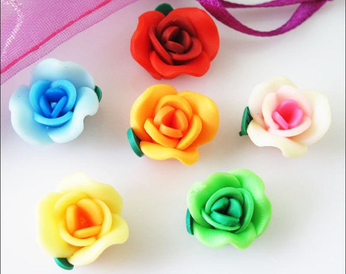Polymer Clay Flower Beads Clay Flower Charms Polymer Clay - Etsy