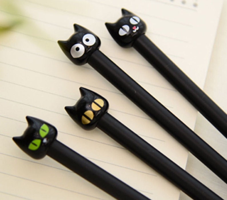 1 Black Cat Pen, Cat Pen, Cat Ballpoint Pen, School Supplies, Cat ...