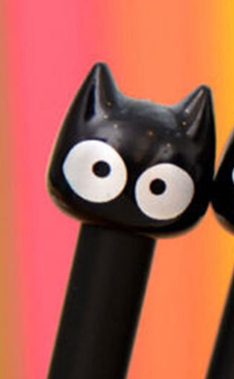 1 Black Cat Pen, Cat Pen, Cat Ballpoint Pen, School Supplies, Cat ...