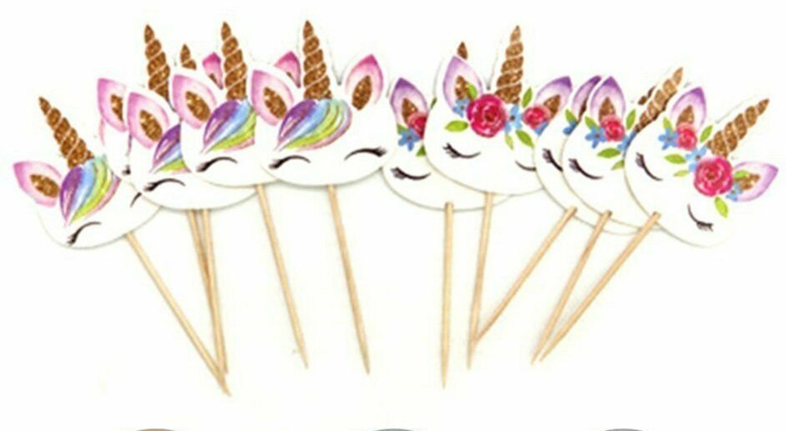 24 Unicorn Cupcake Picks, Decorating Supplies, Cupcake Decorations ...