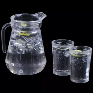 Mini Water Pitcher, Mini Water Glasses, Mini Food, Dollhouse Accessory ...
