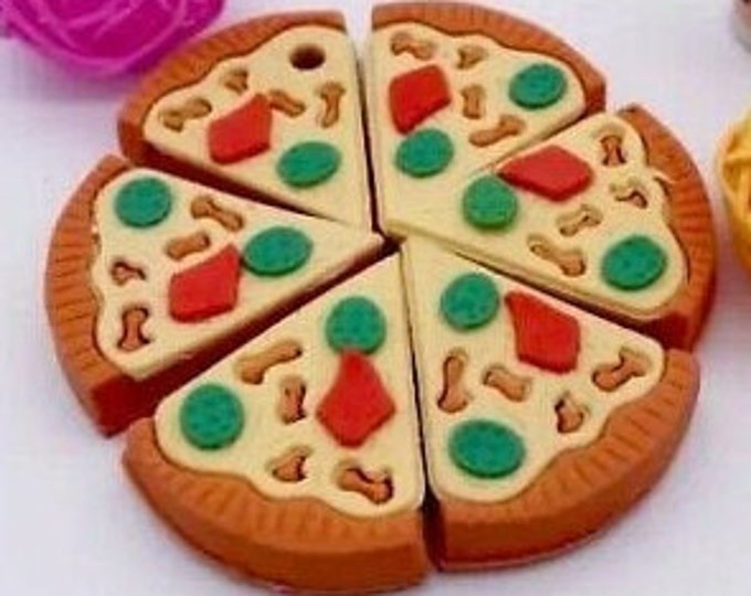 6 Pizza Slice Erasers, Pizza Erasers, Rubber Food Erasers, Pizza Pencil ...