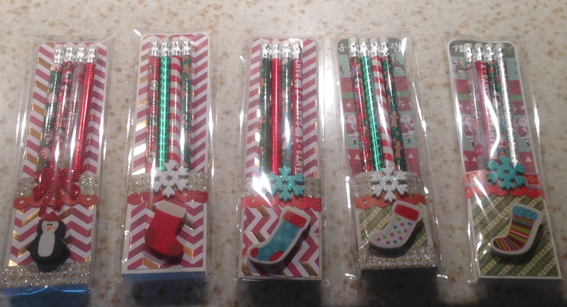 1 Christmas Pencil Set Pencil Gift Pack School Supplies - Etsy