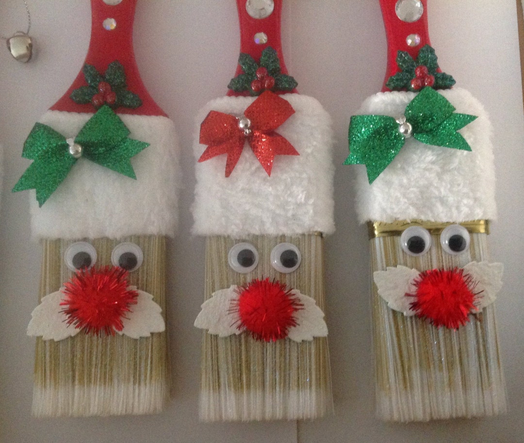 1 Paint Brush Santa Ornament, Tree Ornament, Santa Claus Ornament ...