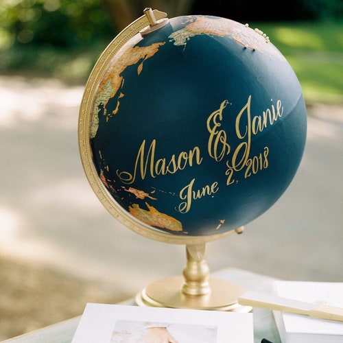 Custom Hand Painted Globe World Map Globe Wedding Guestbook | Etsy
