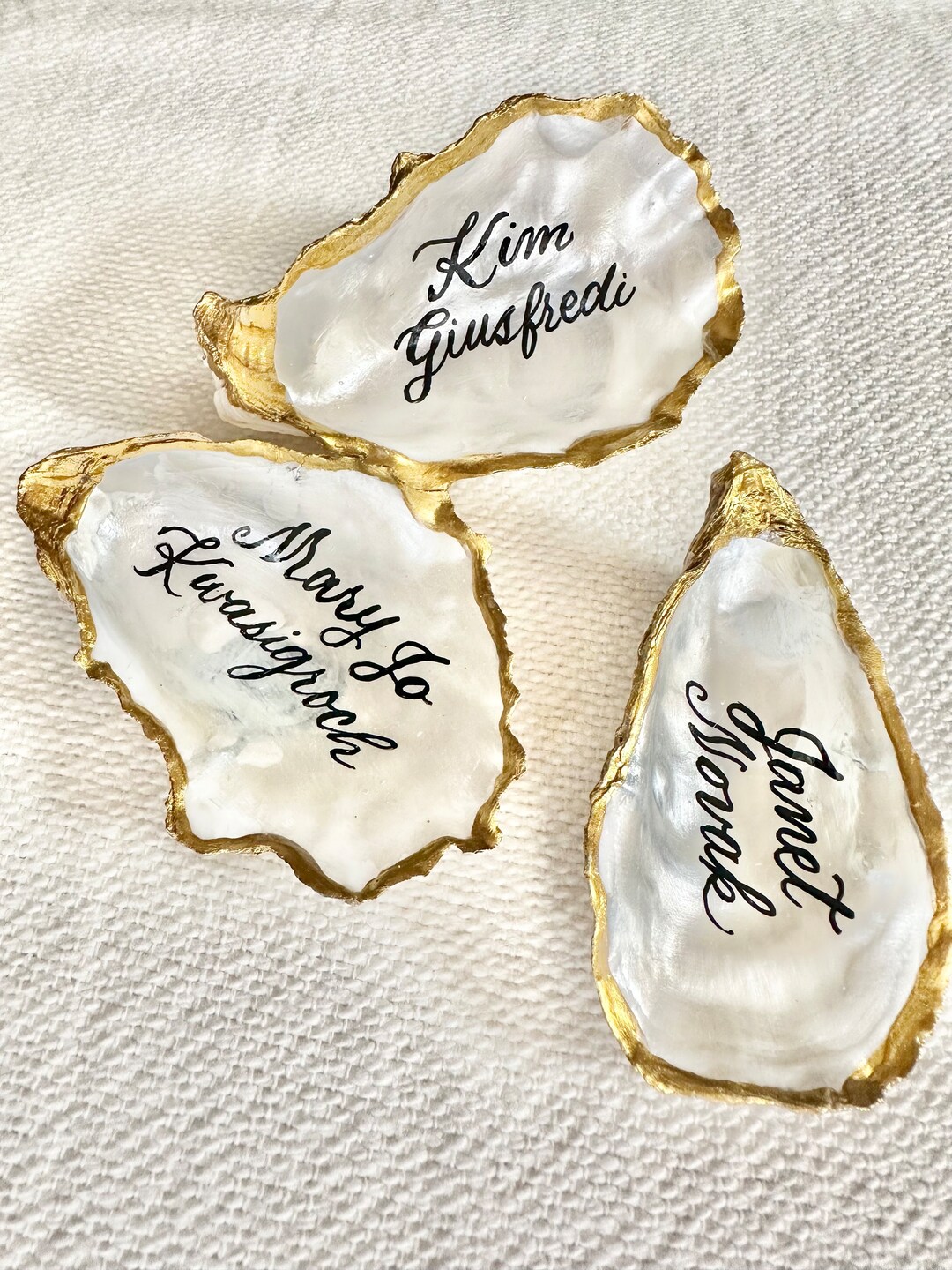 Gold or Silver Metallic Oyster Shell Place Cards With Pearlescent ...