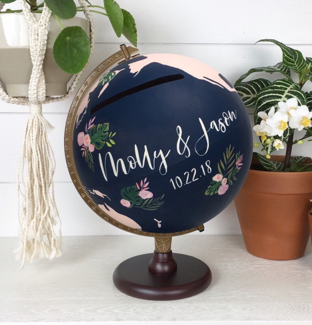Globe Card Box for Wedding Gifts or Guestbook With Custom - Etsy