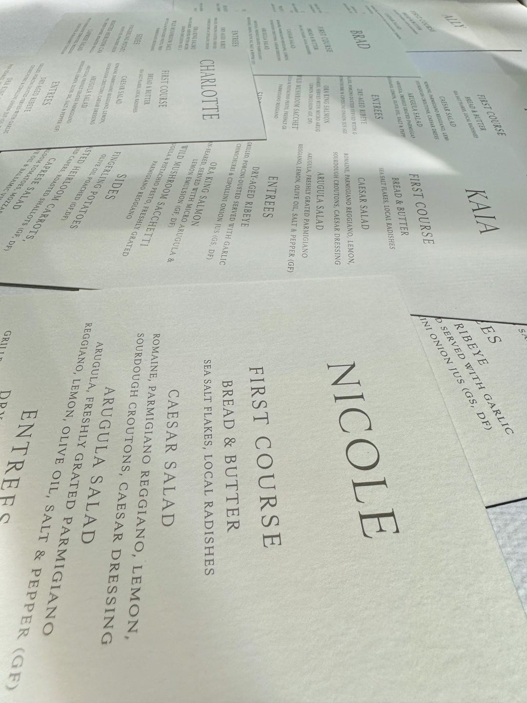 Personalized Flat Print 4x9 Menu Printed on Fine Paper Card Stock for ...