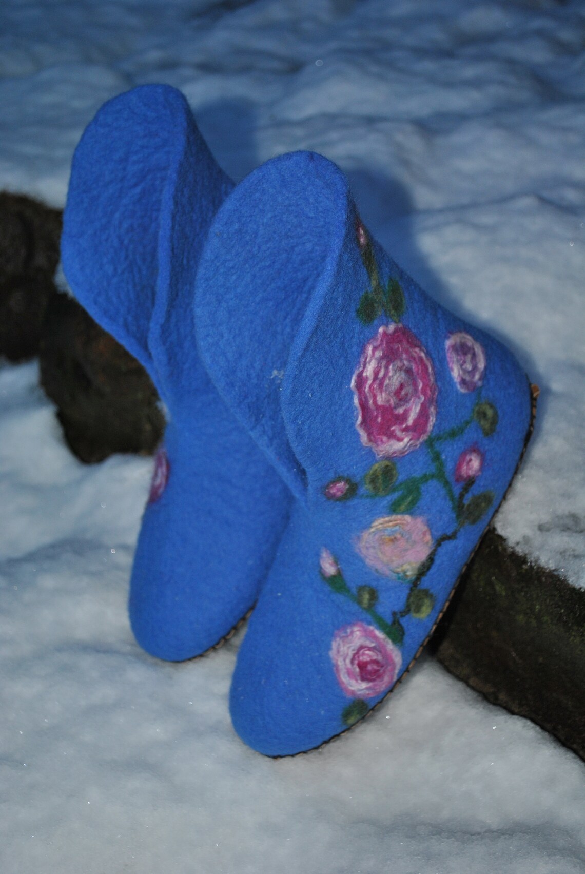 Handmade Felted Sky Blue BOOTS SLIPPERS From Sheep Wool /MADE to Order ...