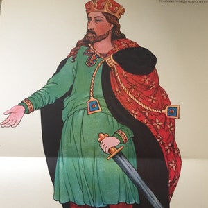 Antique Print King Canute C1930's Lithograph King Cnut Viking King ...